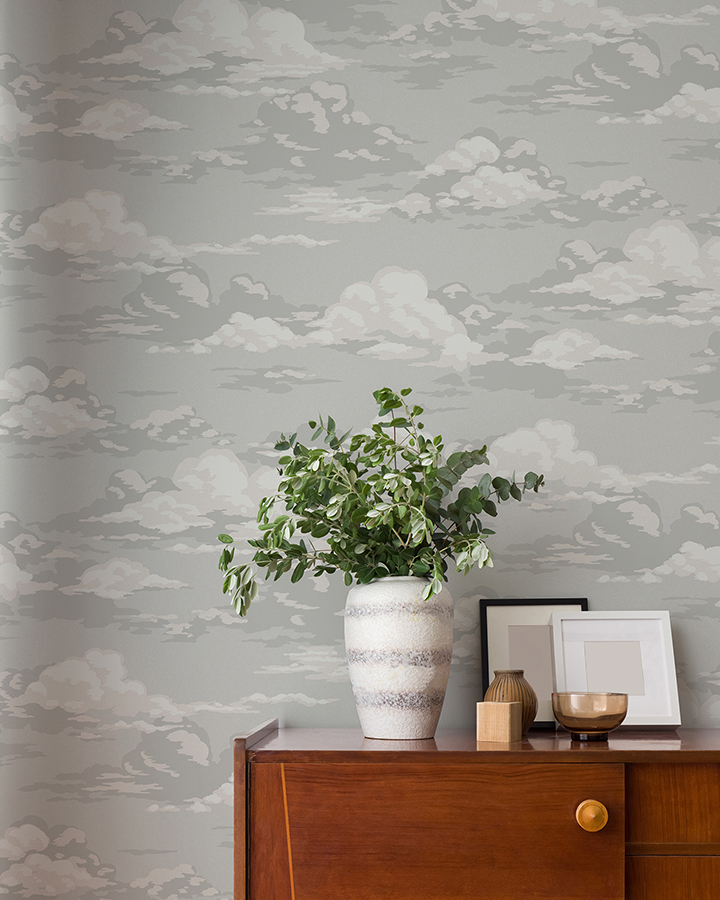 4164-M1810 - Cumulus Grey Clouds Wallpaper - by Advantage