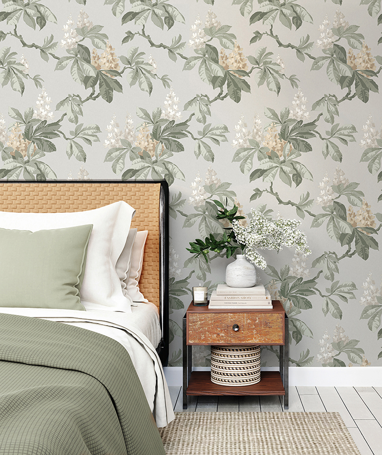 4164-M1821 - Chestnut Grey Floral Wallpaper - by Advantage