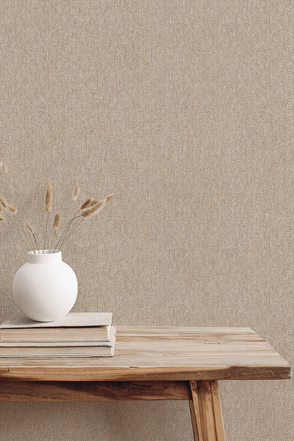4164-M1825 - Herringbone Neutral Tweed Wallpaper - by Advantage