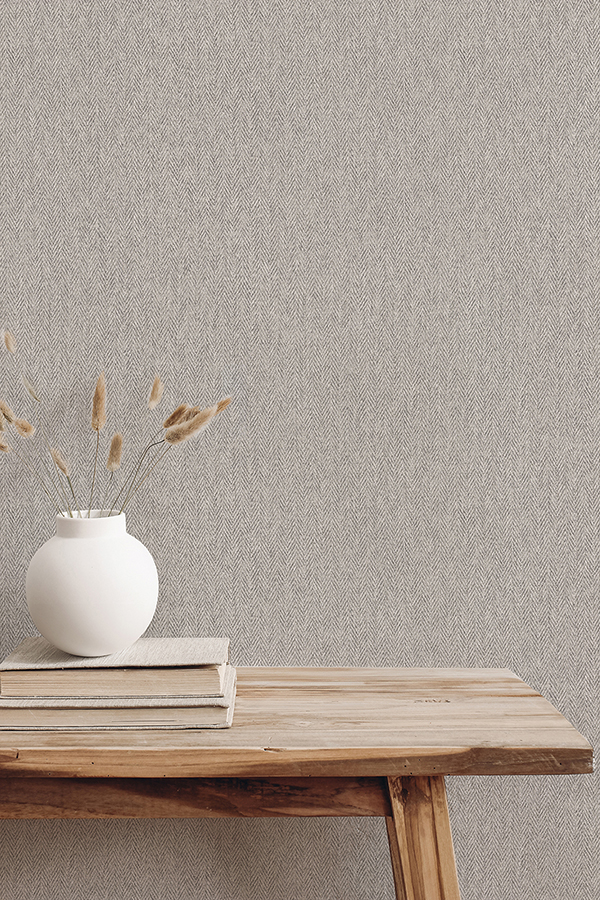 4164-M1827 - Herringbone Grey Tweed Wallpaper - by Advantage