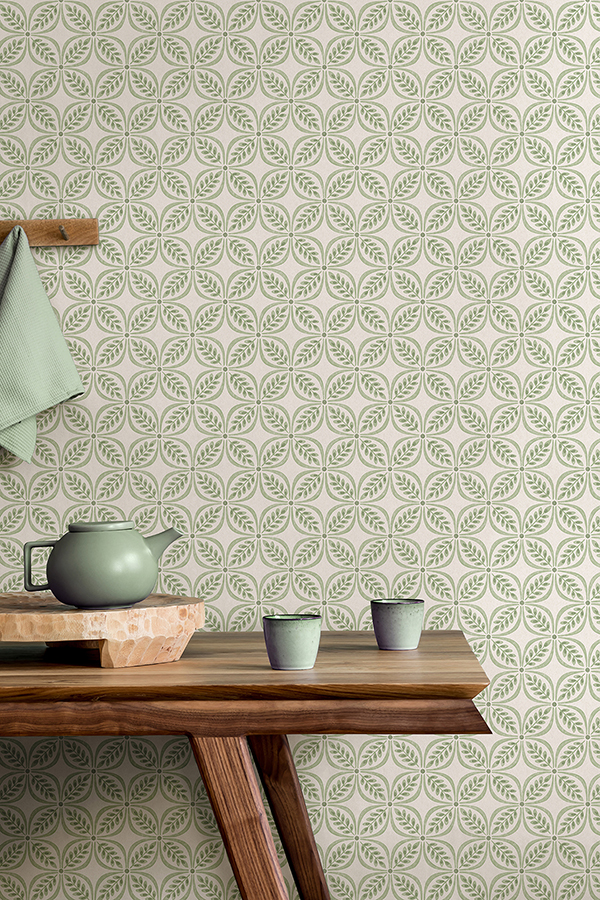 4164-M1832 - Morgrove Green Trellis Wallpaper - by Advantage