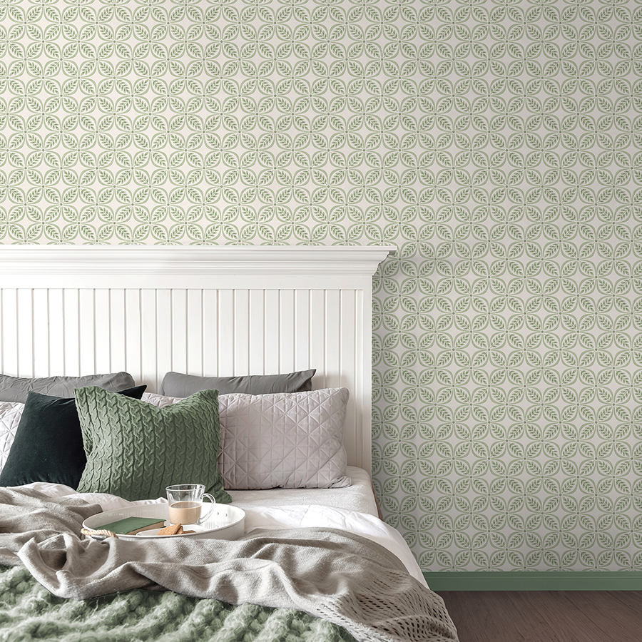 4164-M1832 - Morgrove Green Trellis Wallpaper - by Advantage
