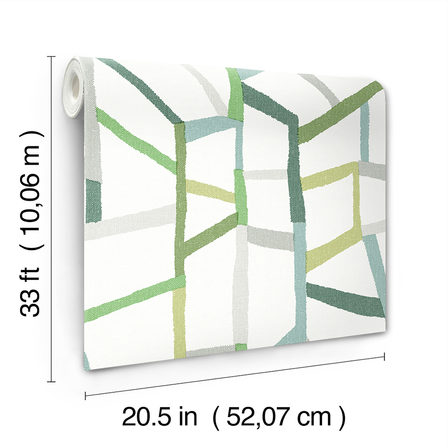 York Wallcoverings. 4135-25847 - Tate Green Geometric Linen Wallpaper ...