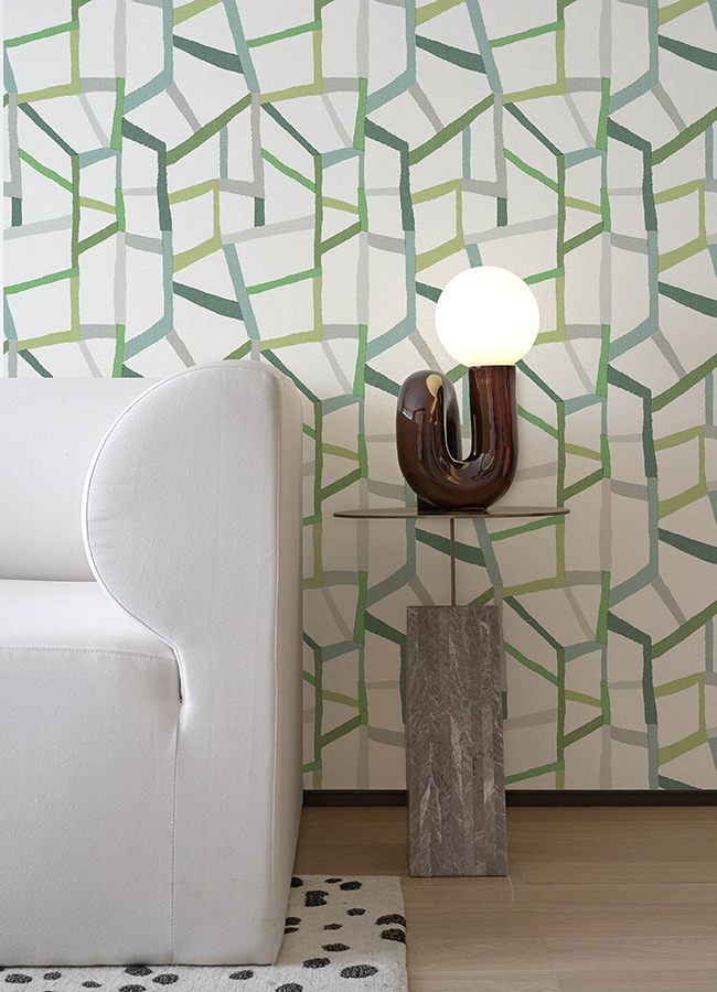 4135-25847 - Tate Green Geometric Linen Wallpaper - by A-Street Prints