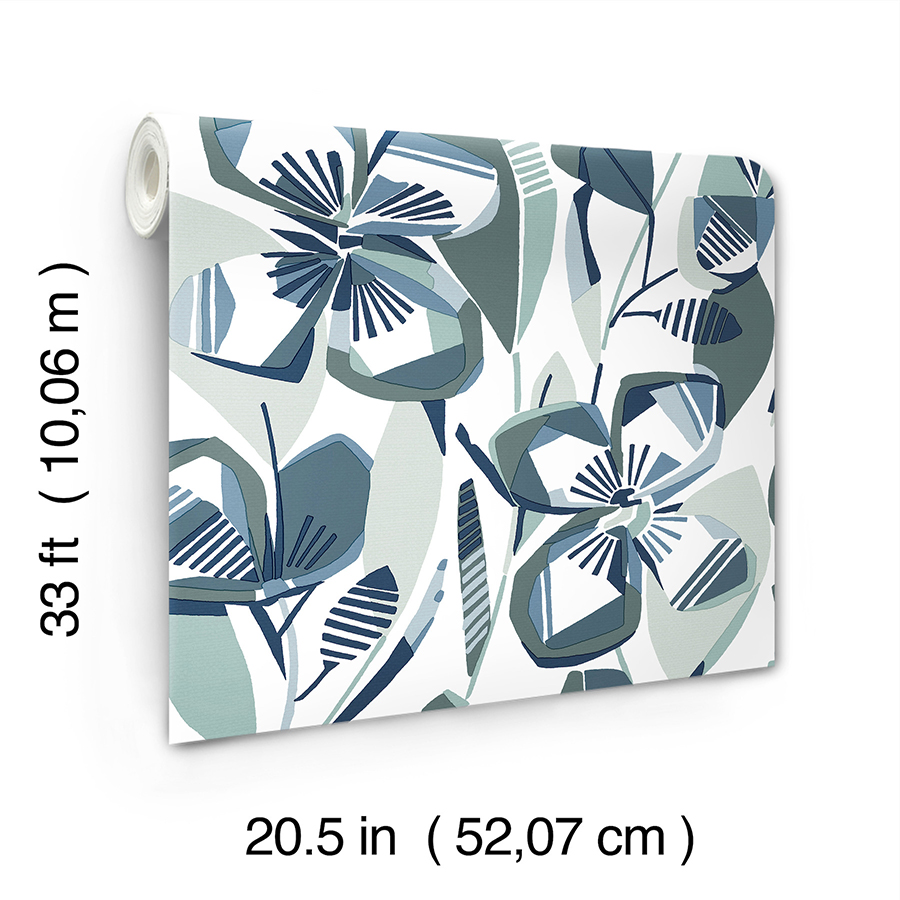 4135-27283 - Nathalie Navy Abstract Blooms Wallpaper - by A-Street Prints