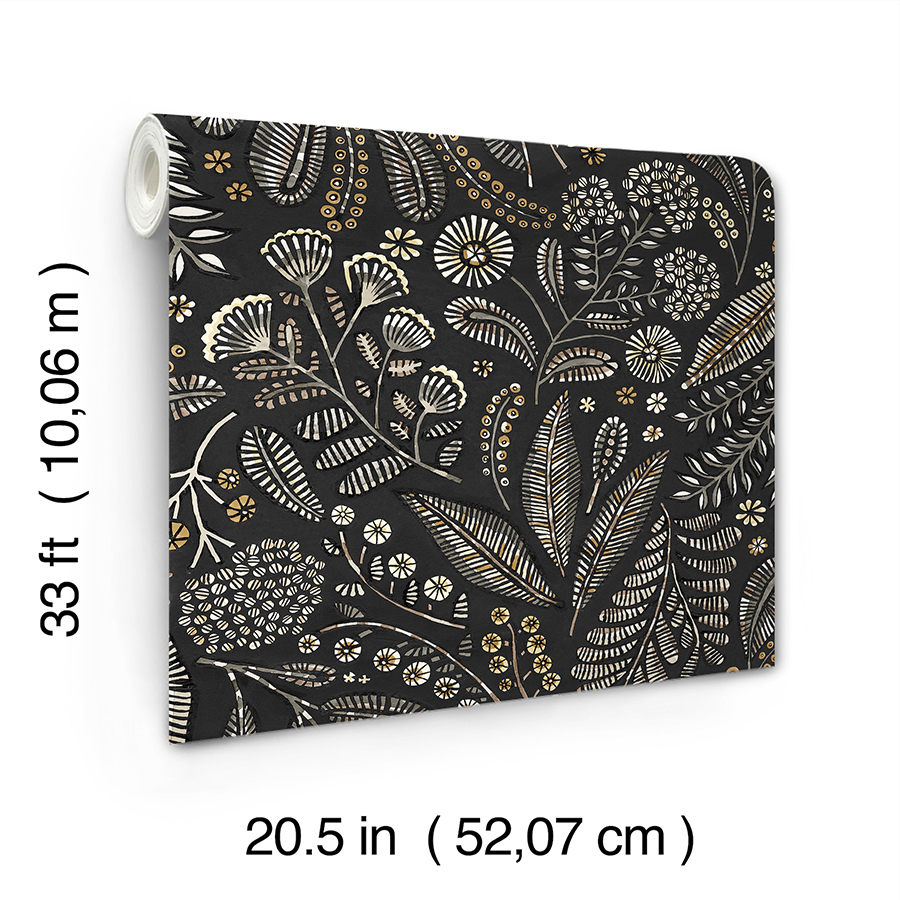 York Wallcoverings. 4135-27296 - Briar Black Floral Wallpaper - by A ...