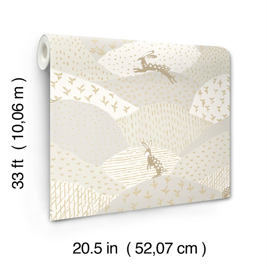 4135-27298 - Peter Light Grey Rabbit Fields Wallpaper - by A-Street Prints