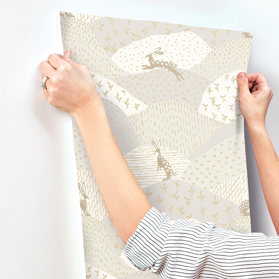 4135-27298 - Peter Light Grey Rabbit Fields Wallpaper - by A-Street Prints