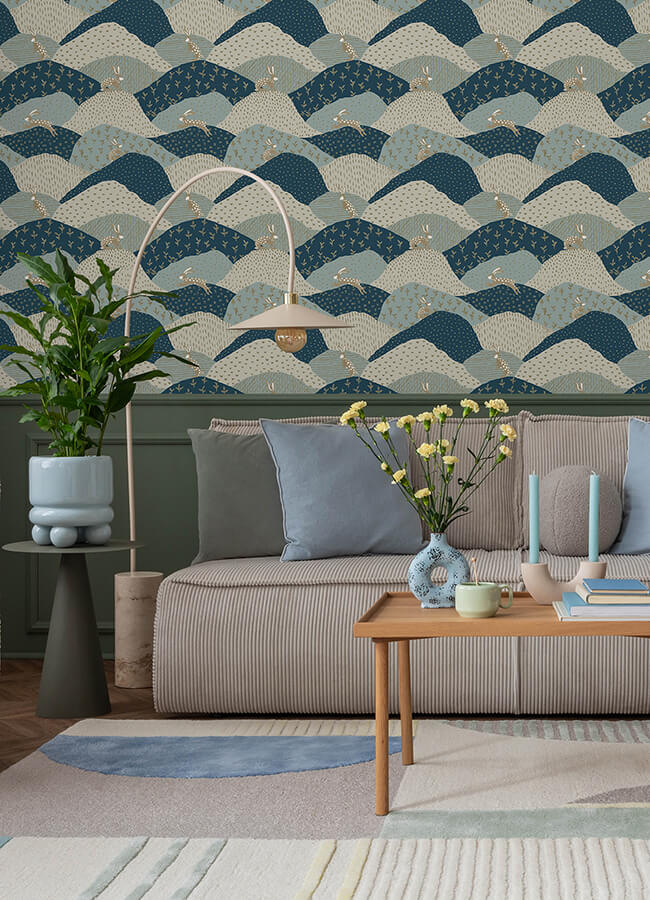 4135-27300 - Peter Blue Rabbit Fields Wallpaper - by A-Street Prints