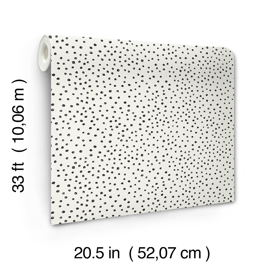 4135-27302 - Cassie Black Petite Polka Wallpaper - by A-Street Prints