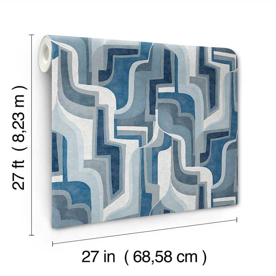 York Wallcoverings. 4135-72700 - Tulum Blue Surreal Shapes Wallpaper ...