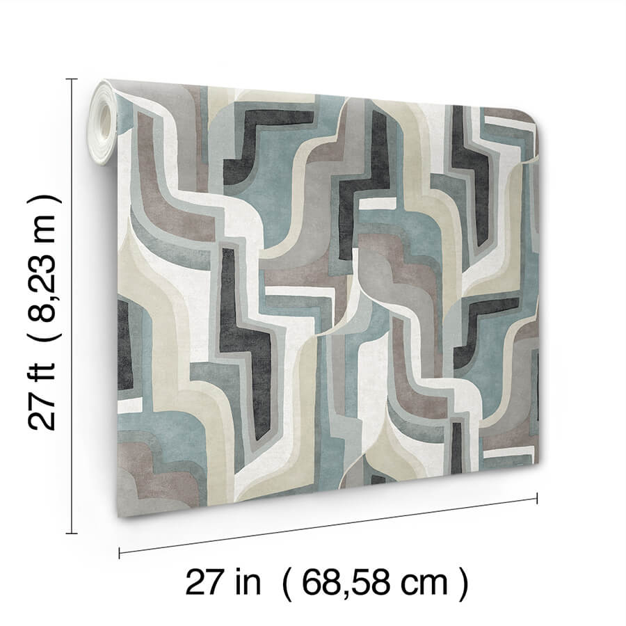 4135-72702 - Tulum Denim Surreal Shapes Wallpaper - by A-Street Prints