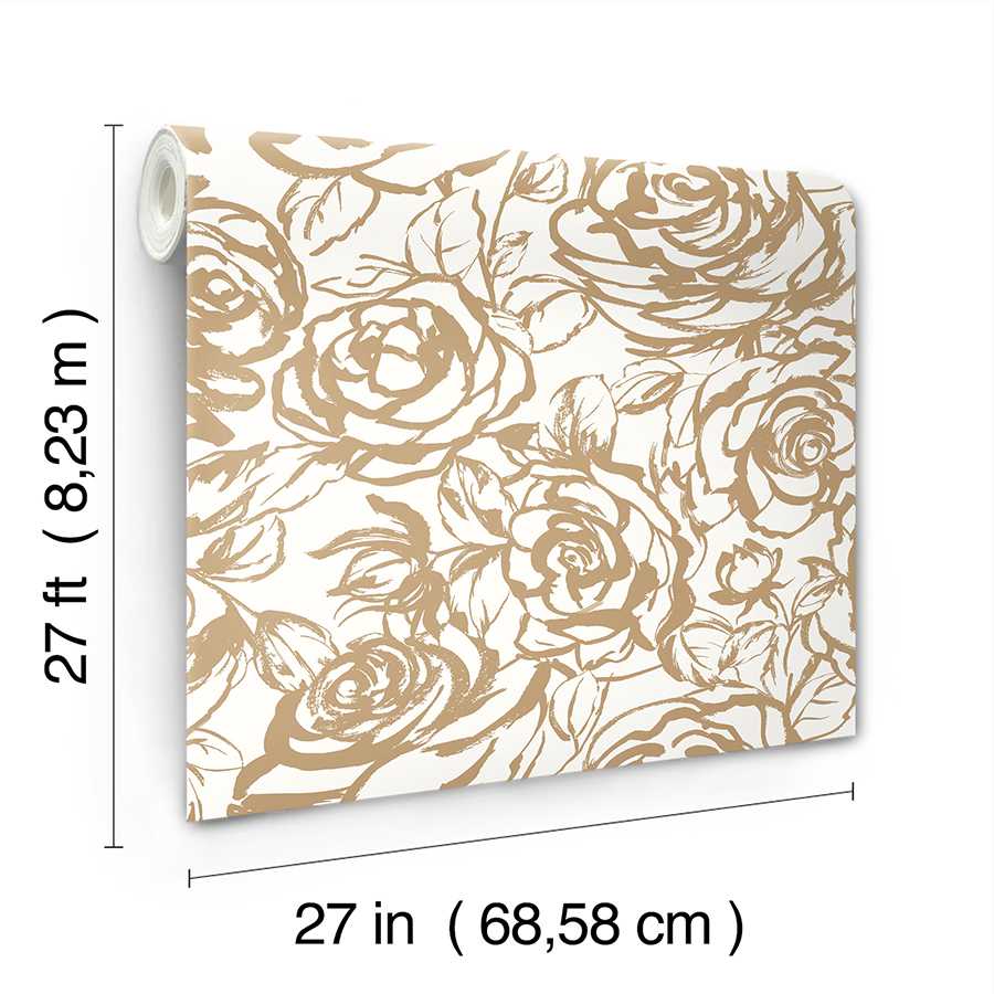 4135-72708 - Nelda Gold Rose Wallpaper - by A-Street Prints