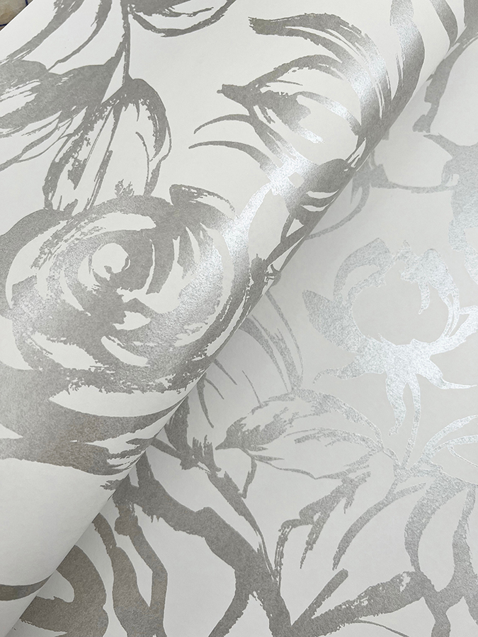 4135-72709 - Nelda Silver Rose Wallpaper - by A-Street Prints