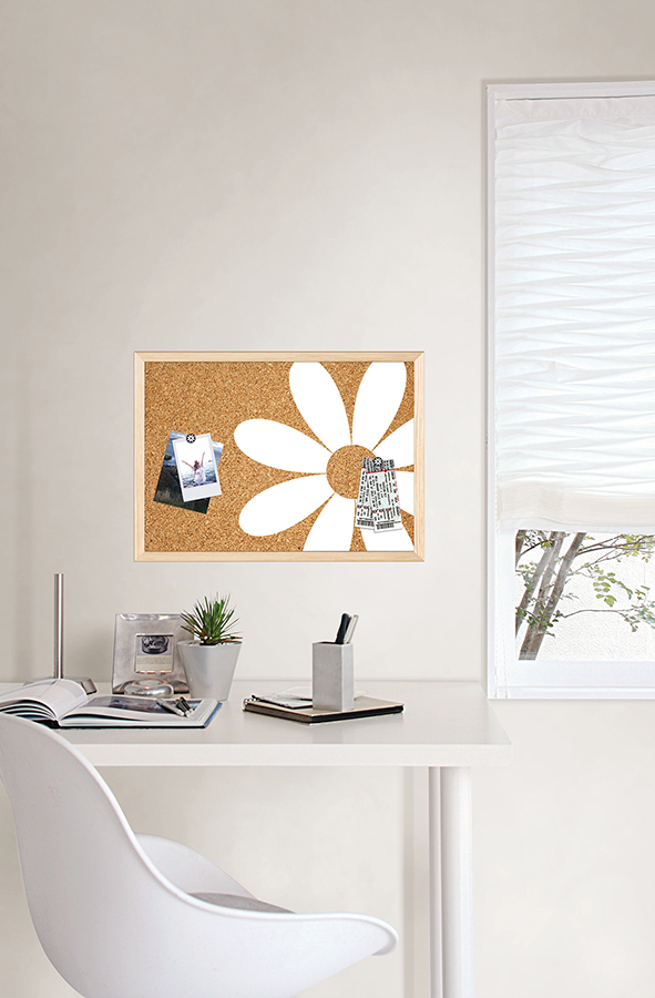 HB6275 - Daisy White Printed Cork Board - by WallPops