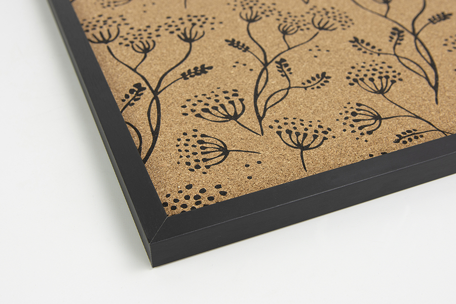 HB6276 - Floral Branch Black Printed Cork Board - by WallPops