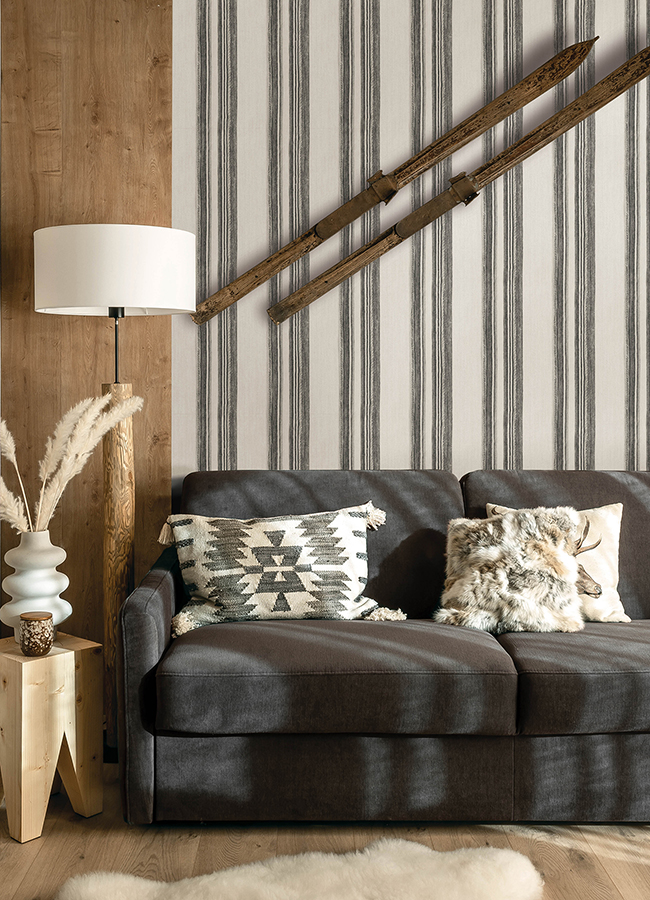 4142-72601 - Loom Spun Charcoal Wallpaper - by Chesapeake