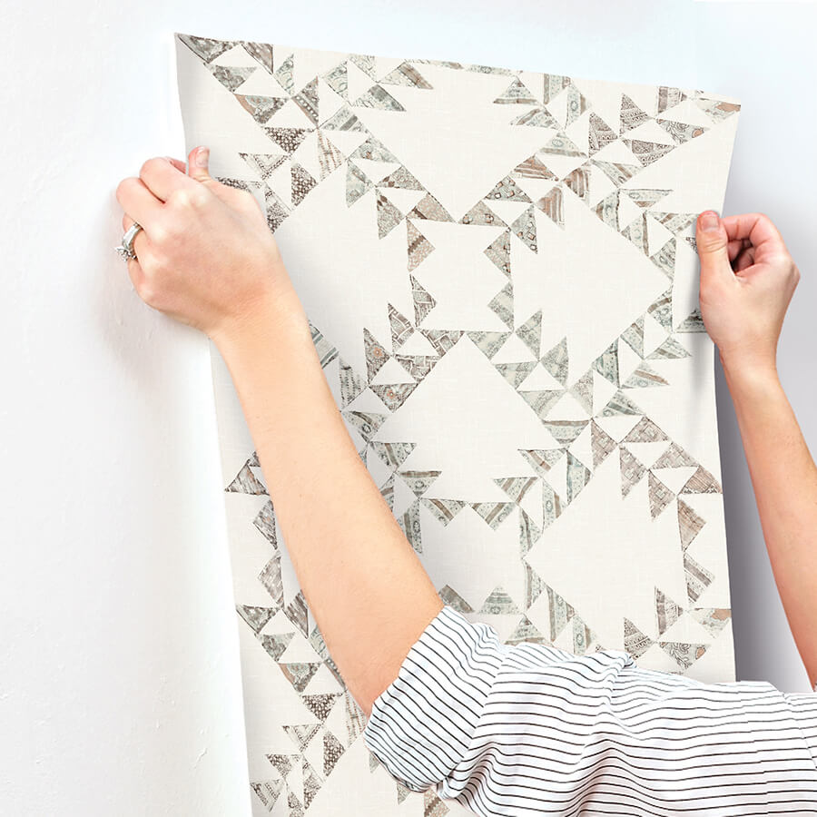 York Wallcoverings. 4142-72631 - Scrap Quilt Light Brown Wallpaper - by ...
