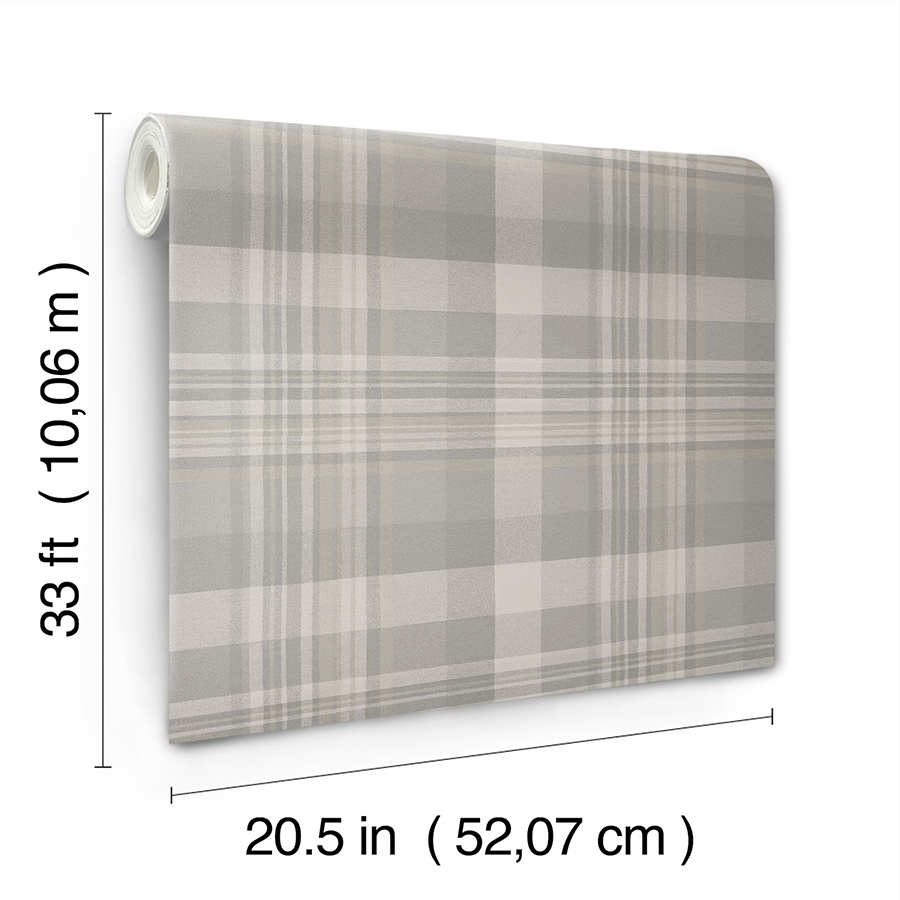 4142-72634 - Dutton Plaid Grey Wallpaper - by Chesapeake