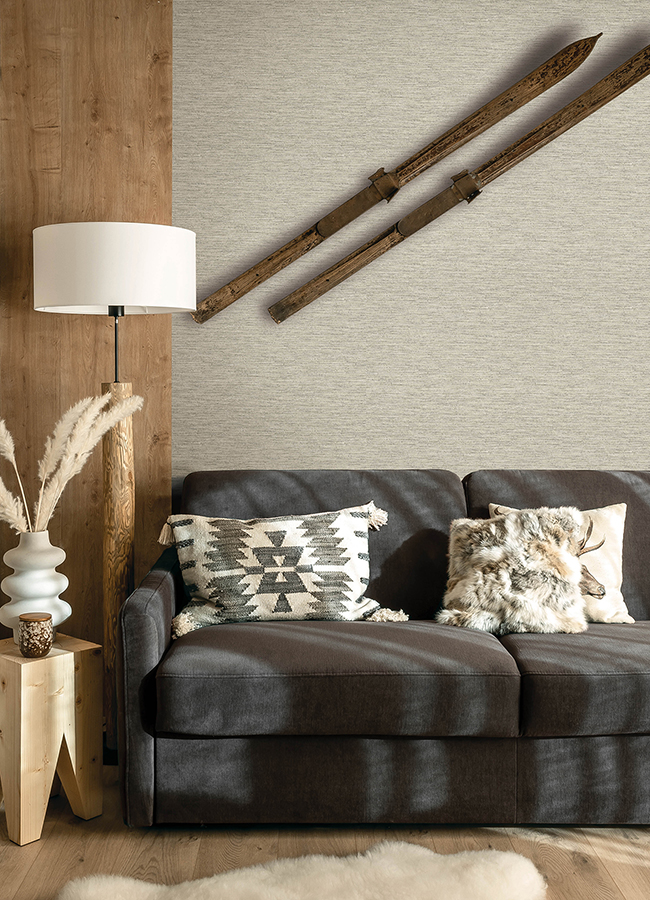 4142-72648 - Wool Texture Pewter Wallpaper - by Chesapeake