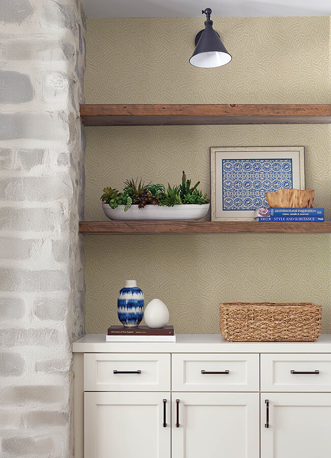 York Wallcoverings. 4155-27347 - Hollenback Gold Dotted Abstract ...