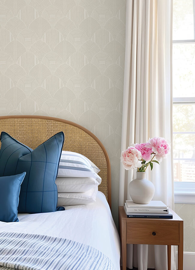 York Wallcoverings. 4155-72805 - Meyberg Ivory Geometric Wallpaper - by ...