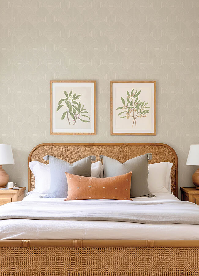 York Wallcoverings. 4155-72805 - Meyberg Ivory Geometric Wallpaper - by ...
