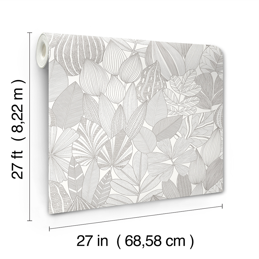 York Wallcoverings. 4155-72809 - Mathias Grey Botanical Wallpaper - by A-Street Prints
