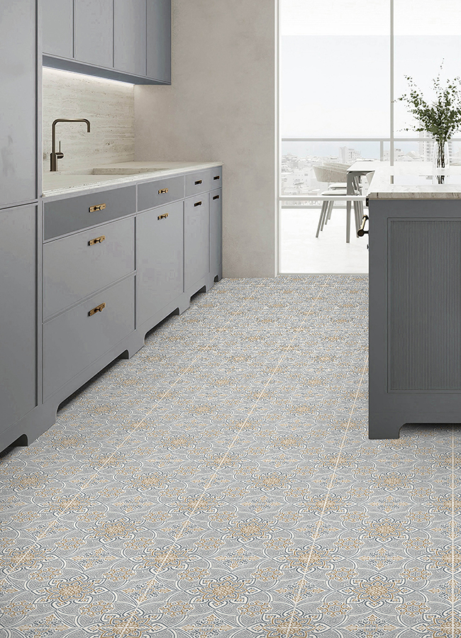FP6301 - Decora Blue Peel and Stick Floor Tiles - by FloorPops