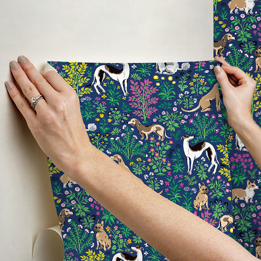 PFS6378 - Must Love Dogs Indigo Peel and Stick Wallpaper - by PrintFresh