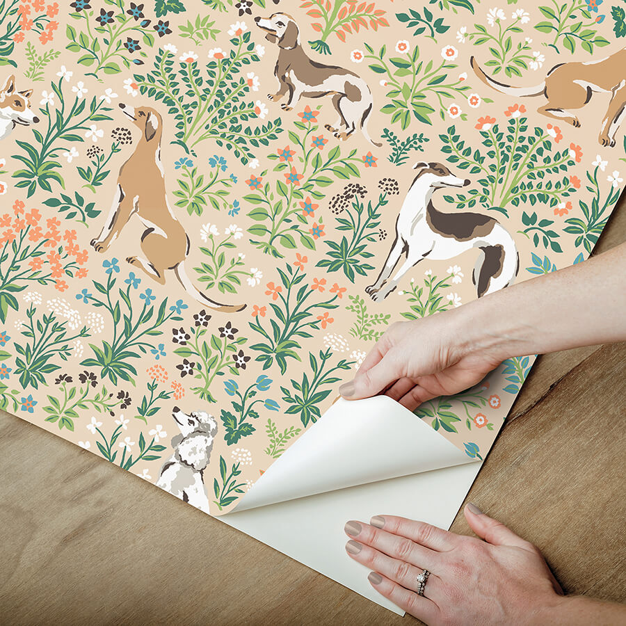 PFS6380 - Must Love Dogs Tan Peel and Stick Wallpaper - by PrintFresh