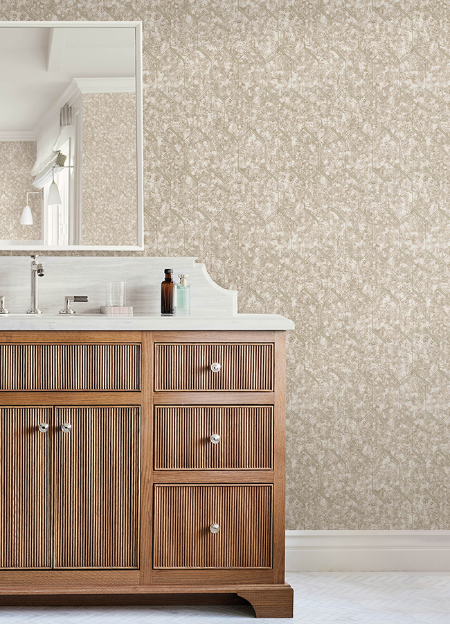 4168-19902 - Limestone Beige Tile Wallpaper - by Advantage