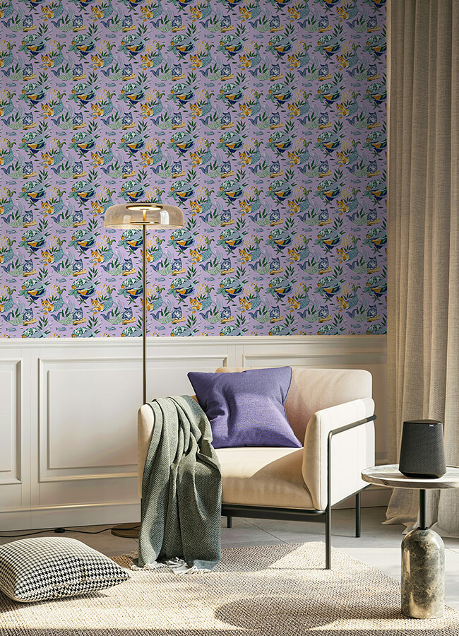 PFS6392 - Meowing Mermaids Lavender Peel and Stick Wallpaper - by ...