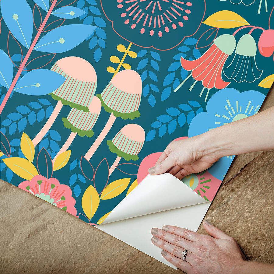 MCS6397 - Dream Garden Teal Peel and Stick Wallpaper - by Megan Carter