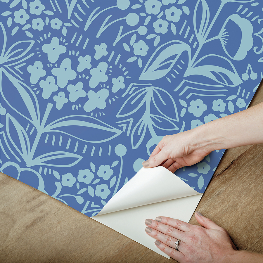 MCS6402 - Jeani Blue Peel and Stick Wallpaper - by Megan Carter