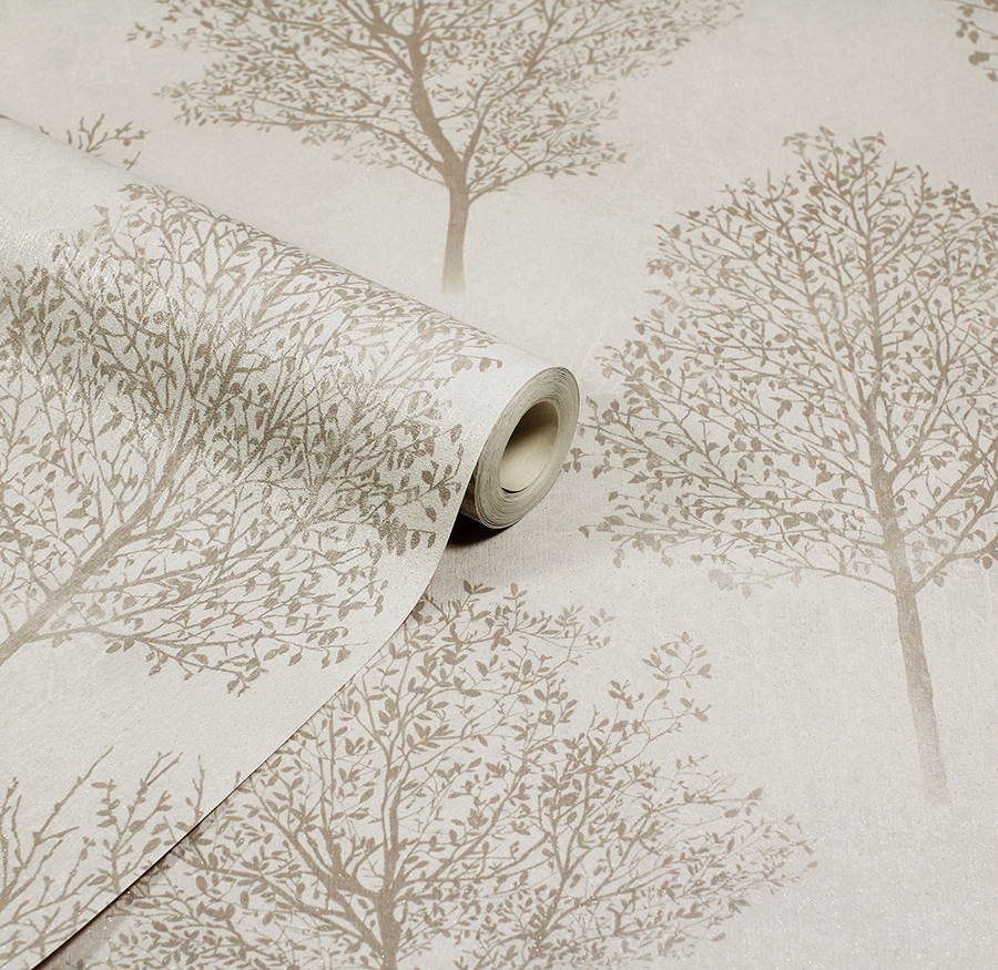 AH256702 - Agatha Beige Trees Wallpaper - by Arthouse