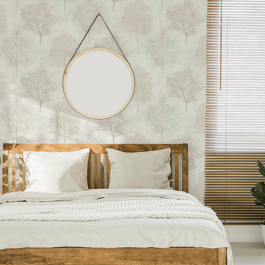 AH256702 - Agatha Beige Trees Wallpaper - by Arthouse