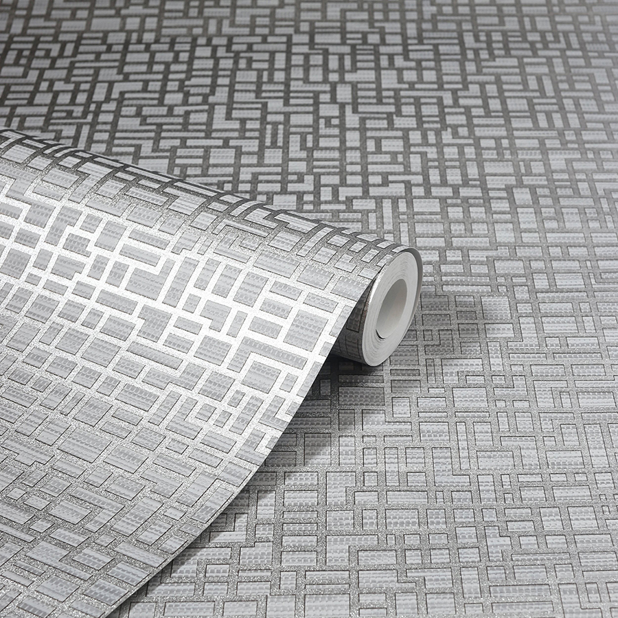 AH293100 - Satoni Silver Geometric Wallpaper - by Arthouse