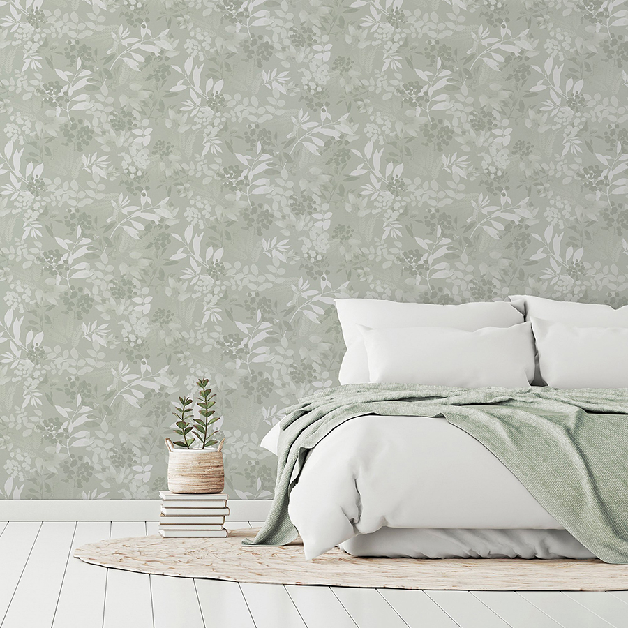 AH294605 - Wanda Light Green Botanical Wallpaper - by Arthouse