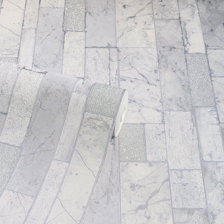 AH295205 - Kintsugi Silver Geometric Wallpaper - by Arthouse