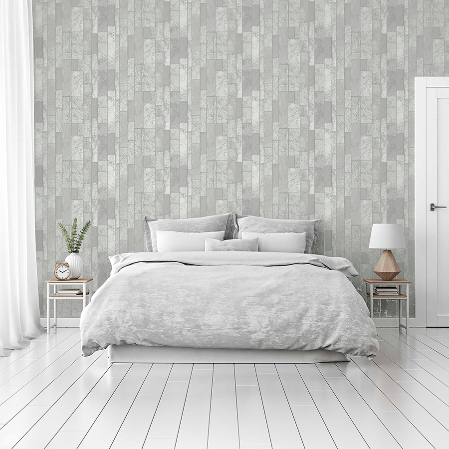 AH295205 - Kintsugi Silver Geometric Wallpaper - by Arthouse
