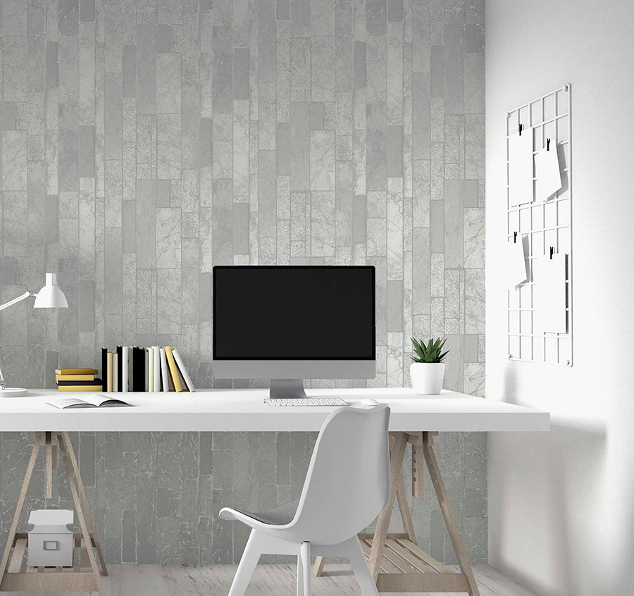 AH295205 - Kintsugi Silver Geometric Wallpaper - by Arthouse