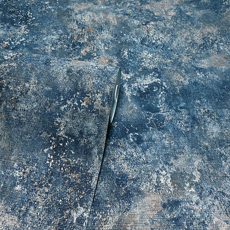 AH298602 - Gideon Dark Blue Distressed Wallpaper - by Arthouse
