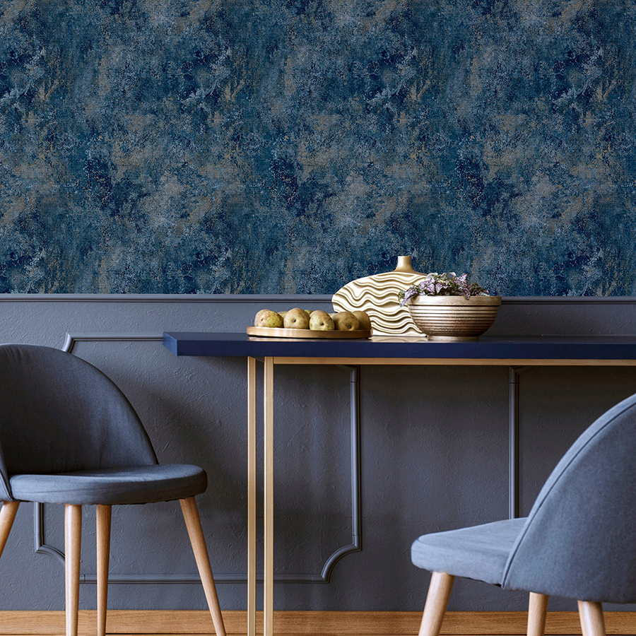 AH298602 - Gideon Dark Blue Distressed Wallpaper - by Arthouse