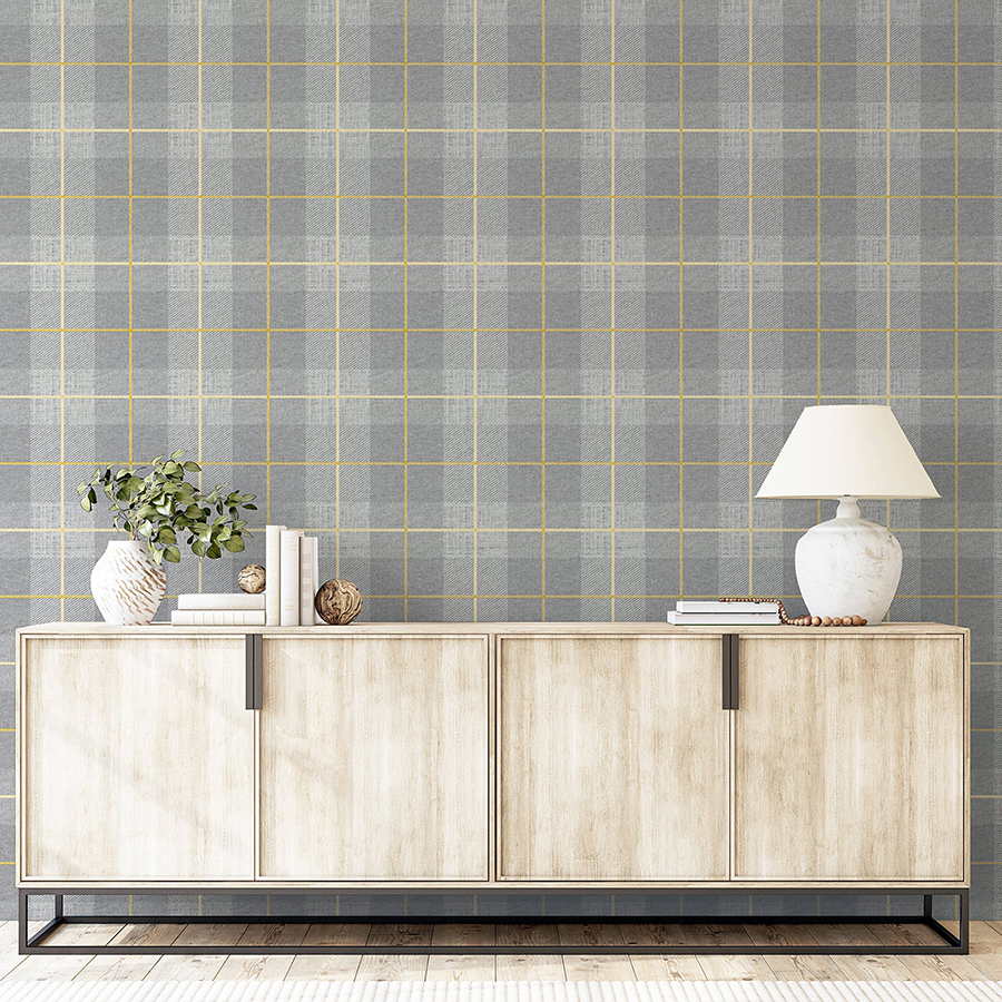 AH299000 - Hector Grey Plaid Wallpaper - by Arthouse