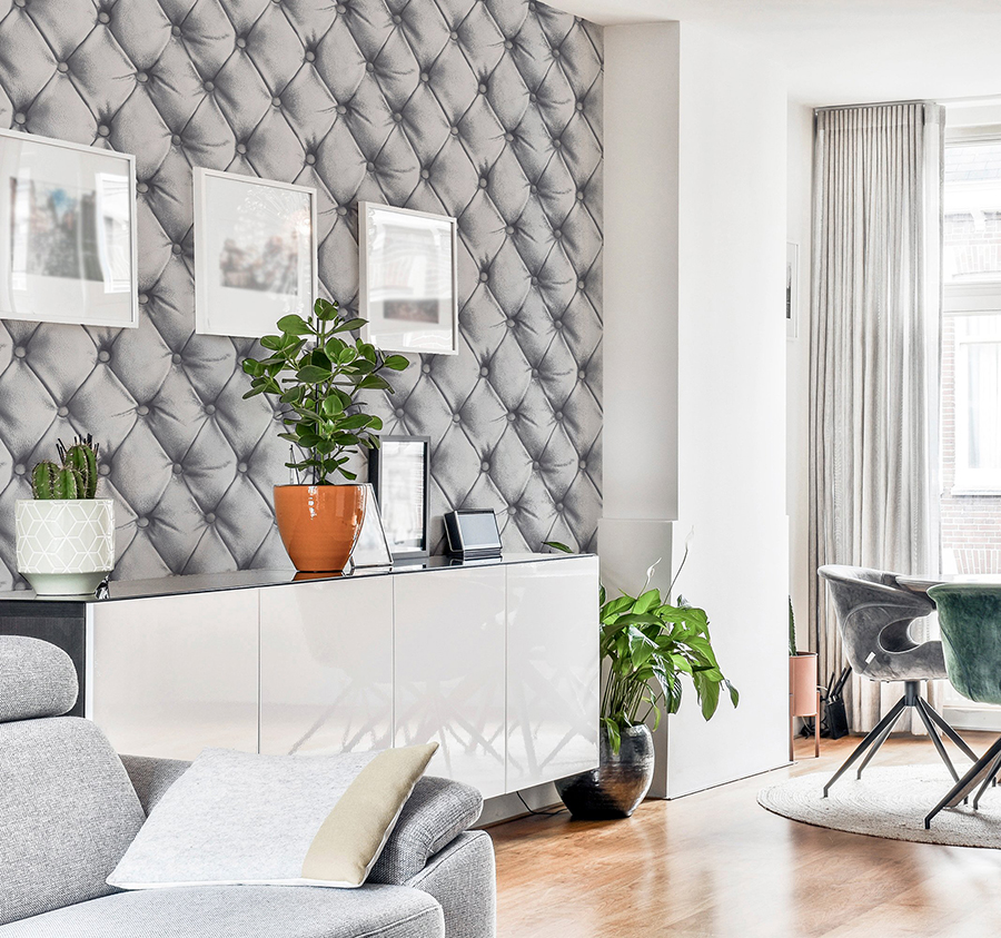 AH618104 - Ella Silver Tufted Wallpaper - by Arthouse