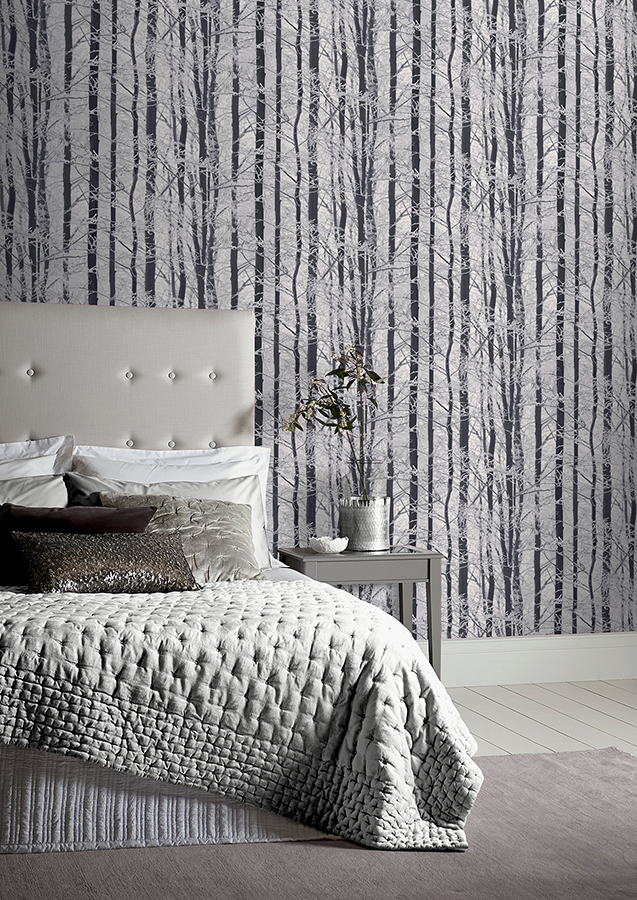AH670200 - Frosted Silver Winter Grove Wallpaper - by Arthouse