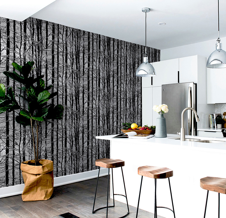 AH670200 - Frosted Silver Winter Grove Wallpaper - by Arthouse