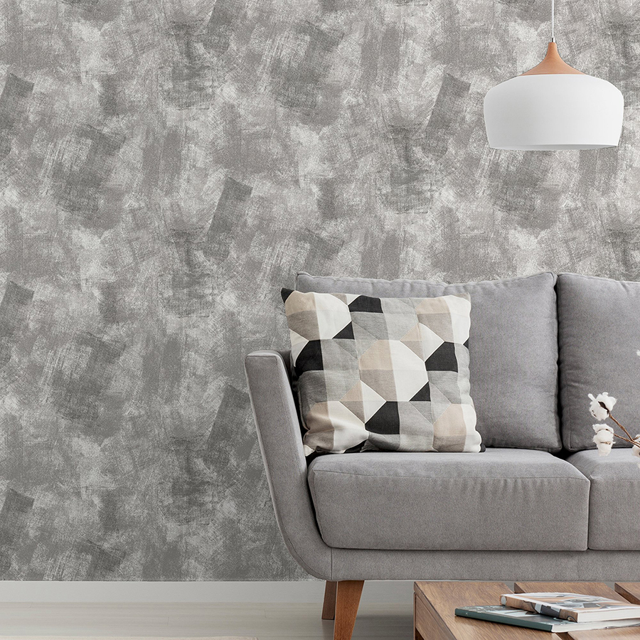 AH904405 - Barney Grey Brushed Strokes Wallpaper - by Arthouse