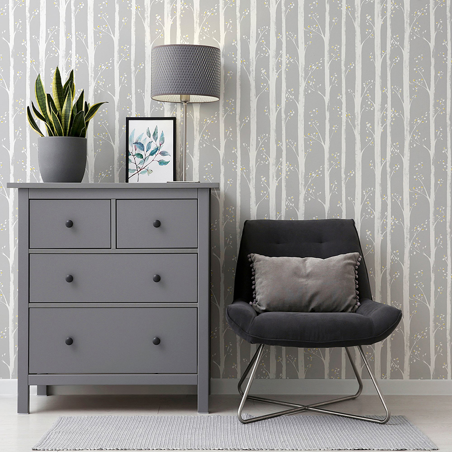 AH909504 - Florence Grey Forest Wallpaper - by Arthouse